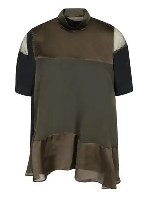 Sacai Panelled High-neck Top - Green