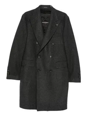 Tagliatore Long-sleeved Double-breasted Coat - Charcoal-grey