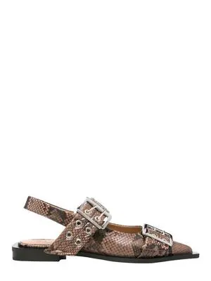 GANNI Slingback Flat Sandals With Buckle Fastening - Brown