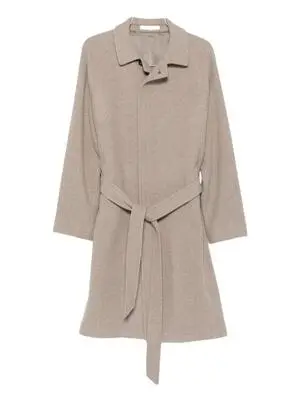 Tagliatore Long-sleeved Belted Coat - Nude