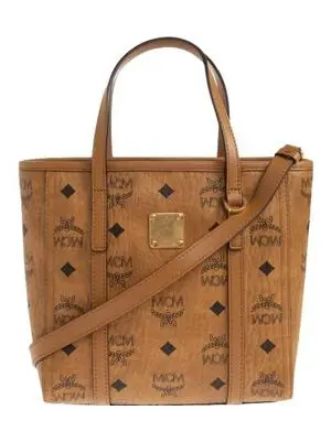 Mcm Logo Tote Bag - Brown