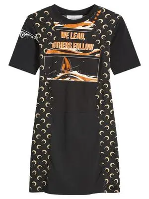 MARINE SERRE Graphic Printed Mini Dress - Black