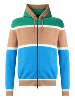 Herno Striped Zip-up Hooded Sweater - Blue