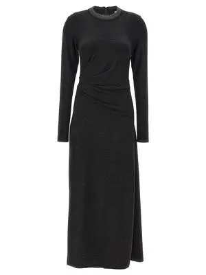 Brunello Cucinelli Monile Detailed Maxi Dress - Grey