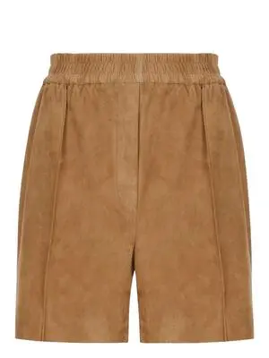 Brunello Cucinelli Elastic Waist Logo Shorts - Brown