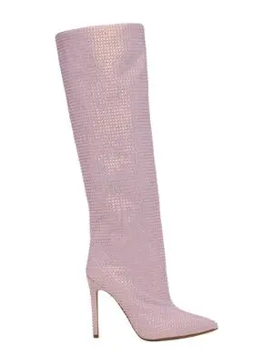 Paris Texas Embellished Pointed Toe Stiletto Boots - Nude