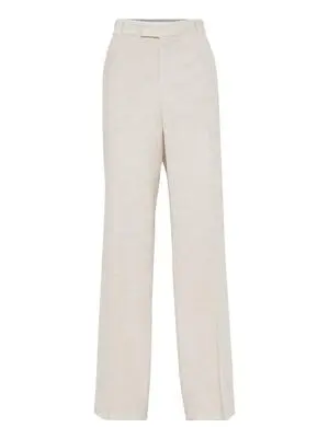 Brunello Cucinelli Straight-leg Corduroy Trousers With Monili Chain Detail - Beige