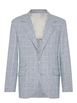 Brunello Cucinelli Prince Of Wales Deconstructed Cavallo Blazer - Gray