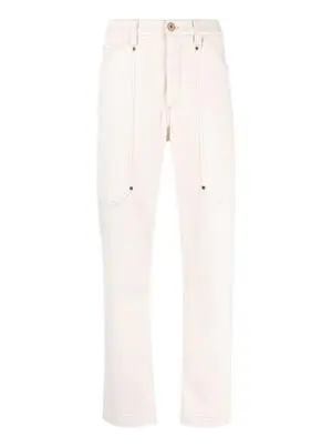 Brunello Cucinelli Straight Leg Jeans With Contrast Stitching - White