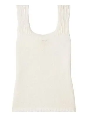 Khaite Sleeveless Knit Top With Ribbed Piping - Cream