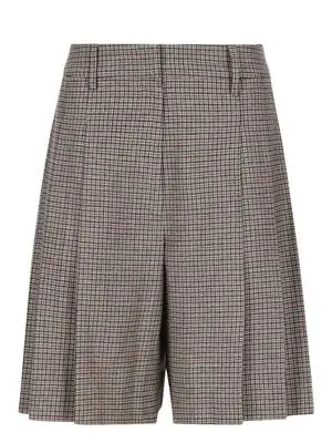 Brunello Cucinelli Plaid High-waisted Shorts - Gray