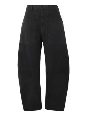 NILI LOTAN Shon Pleat Detail Track Pants - Black