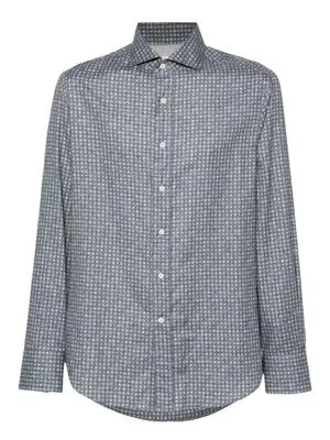 Brunello Cucinelli Graphic-print Cotton Shirt - Gray