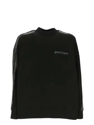 Palm Angels Glitter Logo Detail Crew-neck Sweatshirt - Black