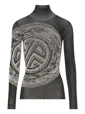 JEAN PAUL GAULTIER Laurel Stamp Jacquard Long Sleeve Sweater - Grey