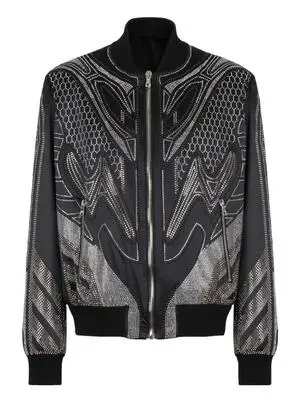 Balmain Studded Nylon Bomber Jacket - Black