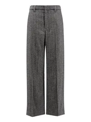 Brunello Cucinelli Straight Leg Herringbone Trousers - Black