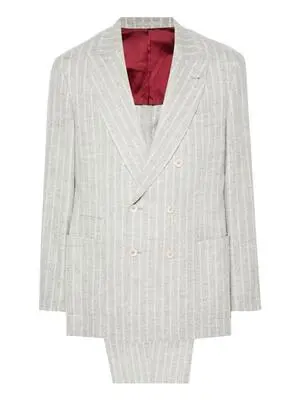 Brunello Cucinelli Striped Two-piece Tailored Suit - Grey