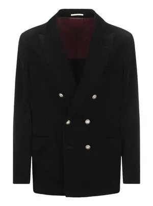 Brunello Cucinelli Double-breasted Corduroy Blazer - Black