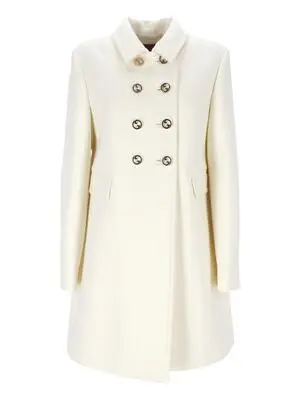 Gucci Collared Button-up Coat - White