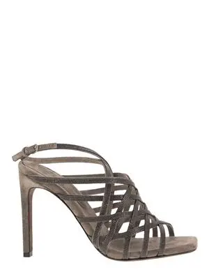 BRUNELLO CUCINELLI Brunello Cucinelli Crossover Strap Embellished High Heel Sandals