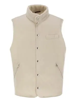Brunello Cucinelli Sleeveless Padded Vest With Sherpa Collar - Icy-blue