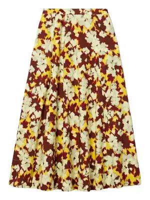 Ulla Johnson Pleated Floral Print Midi Skirt - Multicolor