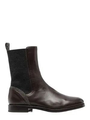 Brunello Cucinelli Monili-chain Almond-toe Ankle Boots - Black