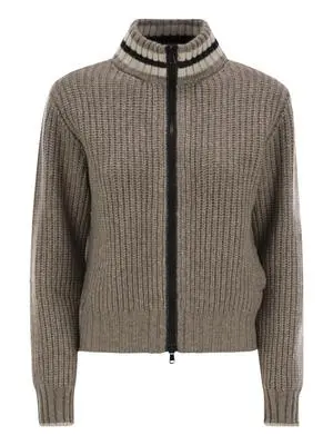 Brunello Cucinelli Ribbed-knit Zip-up Cardigan - Green