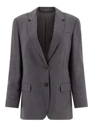 Brunello Cucinelli Single-breasted Long-sleeved Blazer - Black