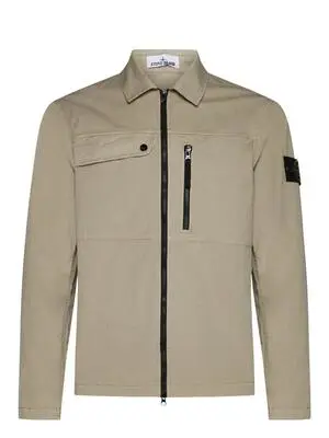 Stone Island Logo Patch Zip-up Jacket - Sand-colored