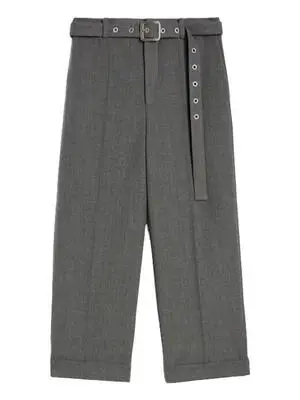JIL SANDER Pressed Crease Belted Trousers - Black