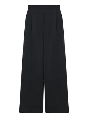 THE ROW Wide-leg Wool Trousers - Black