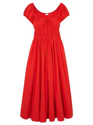 DÔEN Tie-waist Midi Dress - Red