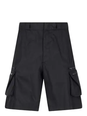 Prada Logo Plaque Zipped Cargo Shorts - Black