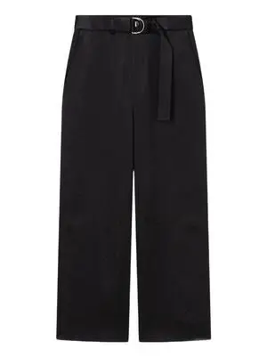 Nanushka Husna Belted Crinkled Satin Pants - Black