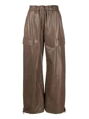 Brunello Cucinelli Wide-leg Leather Trousers - Brown