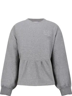 GANNI Peplum Hem Crewneck Sweatshirt - Grey