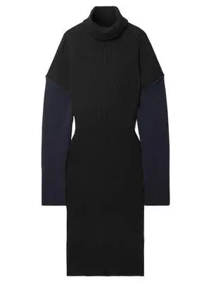 THE ROW High Lapel Long Sleeve Dress - Black
