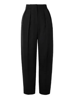 THE ROW Corby Pleated Wool Tailored Trousers - Black
