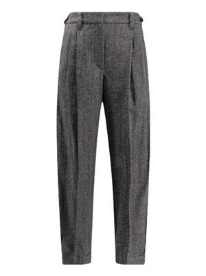 BRUNELLO CUCINELLI Brunello Cucinelli Herringbone Cropped Pleated Trousers