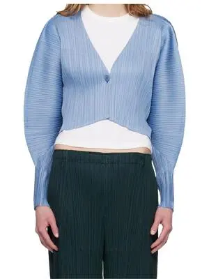 PLEATS PLEASE BY ISSEY MIYAKE Puffy V-neck Top - Blue