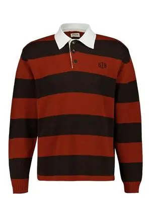 BODE Striped Polo Knit Sweater - Black