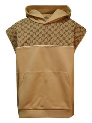 Gucci Sleeveless Monogrammed Hoodie - Camel/ebony