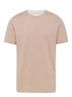 Brunello Cucinelli Contrast-trim Cotton T-shirt - Nude