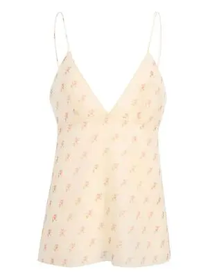 Khaite Timy Floral Print V-neck Camisole - Soft Pink