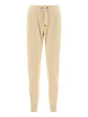 Brunello Cucinelli Knitted Jogger Pants With Drawstring Waist - Nude
