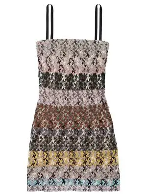 Missoni Striped Metallic Crochet Knit Mini Dress - Multicolor