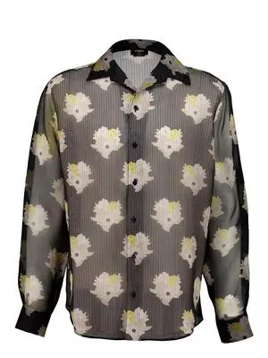 Fendi Bouquet Silk Organza Shirt - Black
