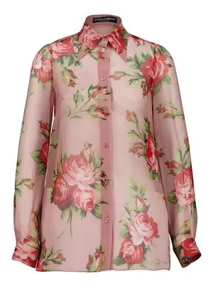 Dolce & Gabbana Rose Bouquet Silk Shirt - Pink